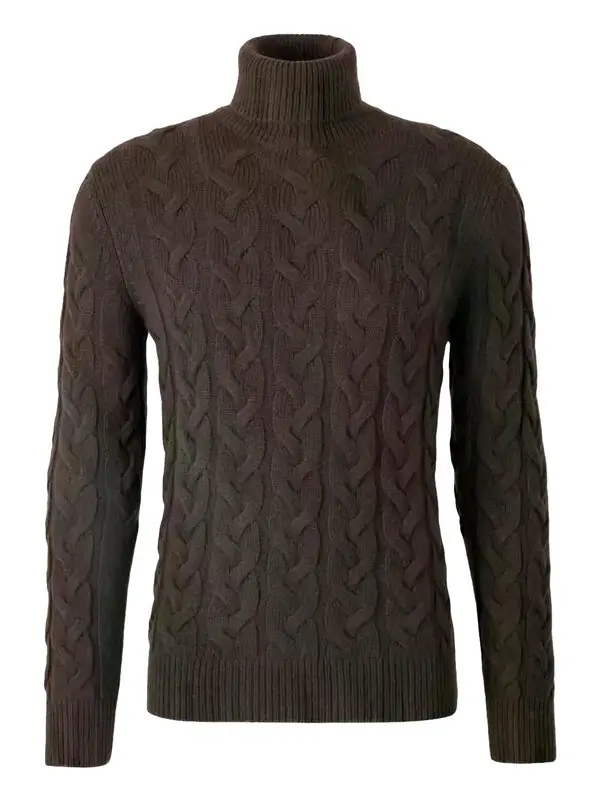 GRAN SASSO Cable-knit Turtleneck Sweater - Brown