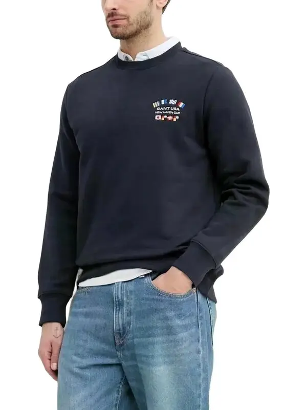 Gant Crew-neck Sweatshirt With Flag Embroidery - Blue