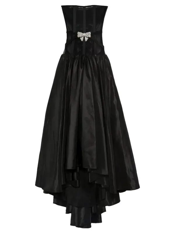 NISSA Bow-embellished Maxi Dress - Black