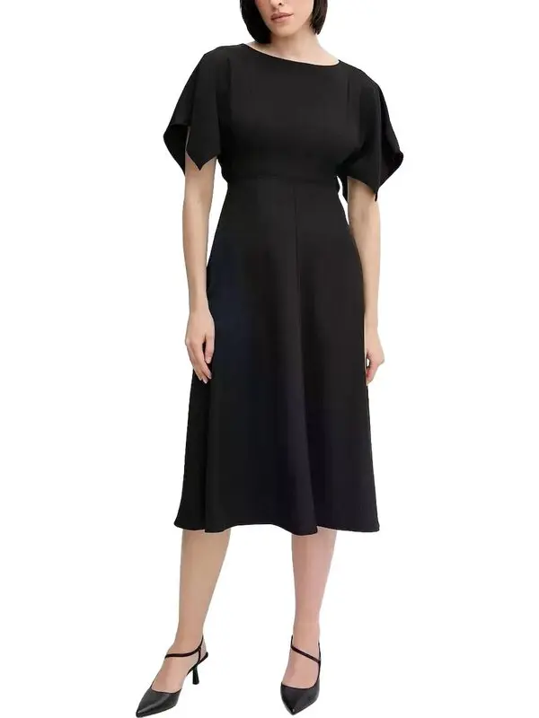 SANDRO FERRONE Flutter-sleeve Midi Dress - Black