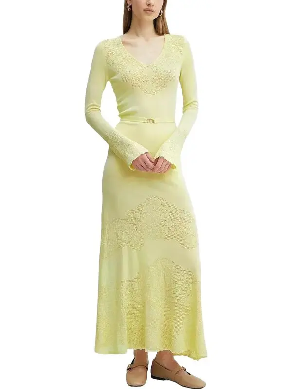 TWINSET Pointelle-knit Maxi Dress - Yellow