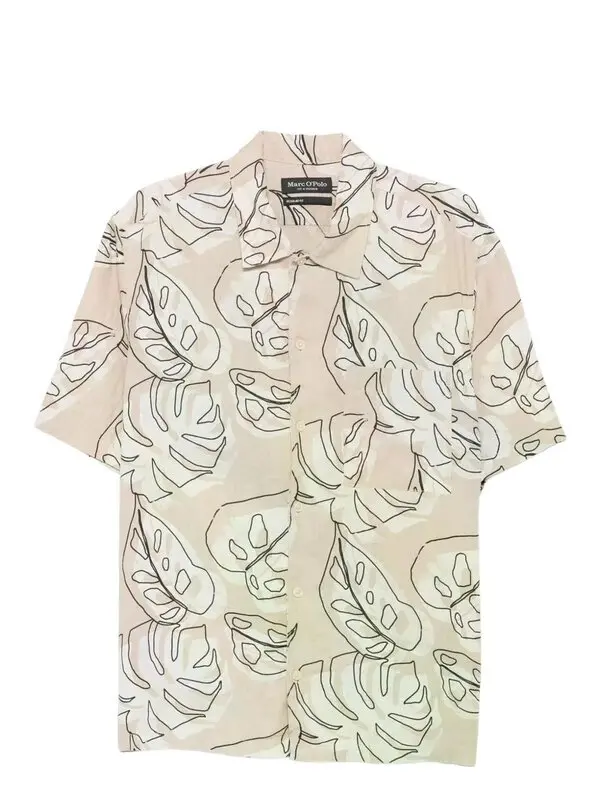 Marc O'polo Leaf-print Button-fastening Shirt - Neutrals