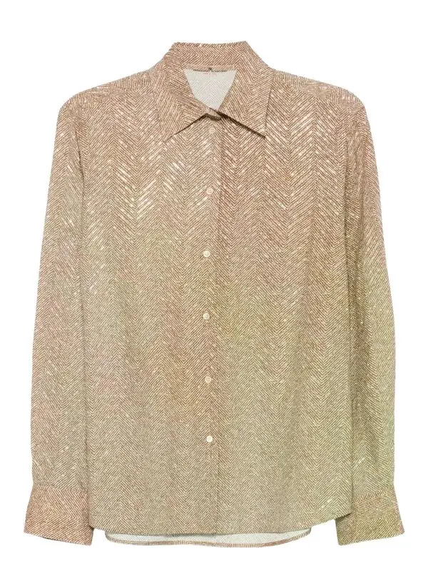 Ermanno Scervino Herringbone-pattern Long-sleeve Shirt - Neutrals