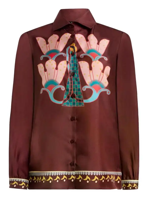 Etro Floral Print Silk Shirt - Brown