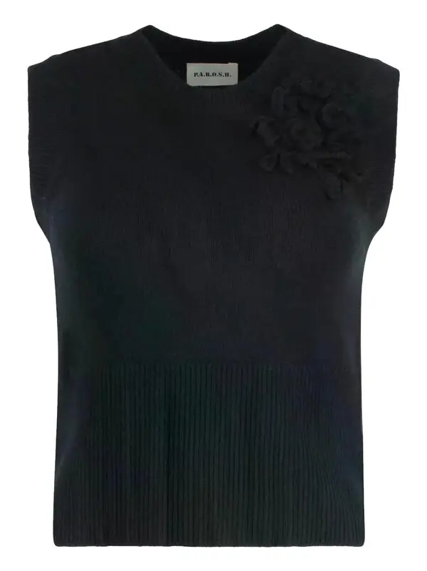 P.a.r.o.s.h Loira Flower-embellished Knitted Vest - Black