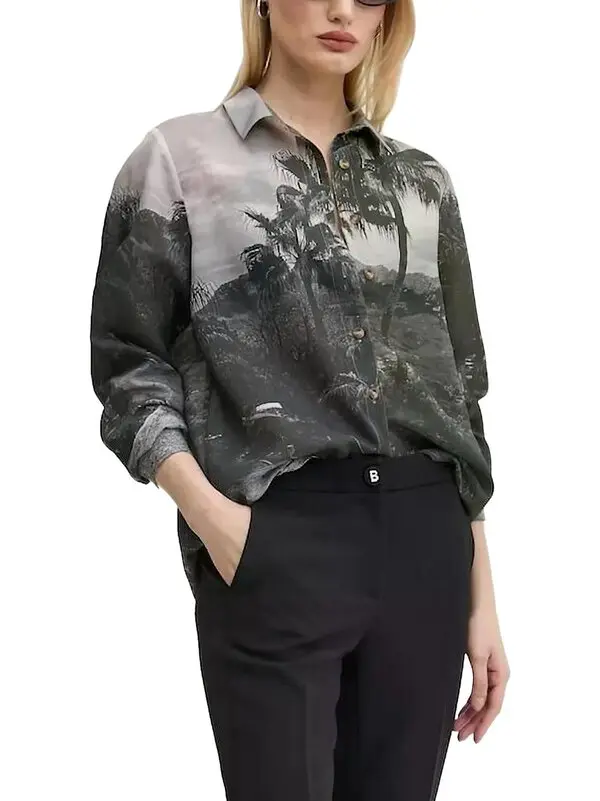 NEVER FULLY DRESSED Palm-tree Print Shirt - Black