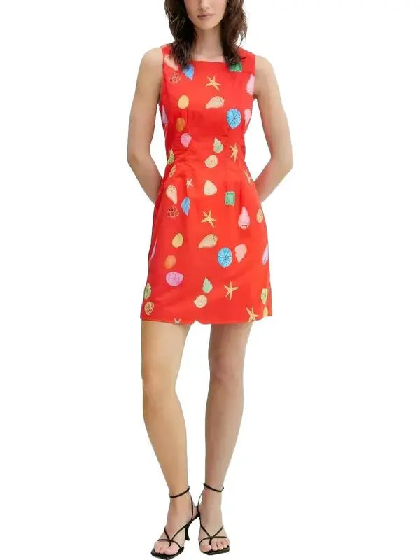 NEVER FULLY DRESSED Seashell-print Mini Dress - Red