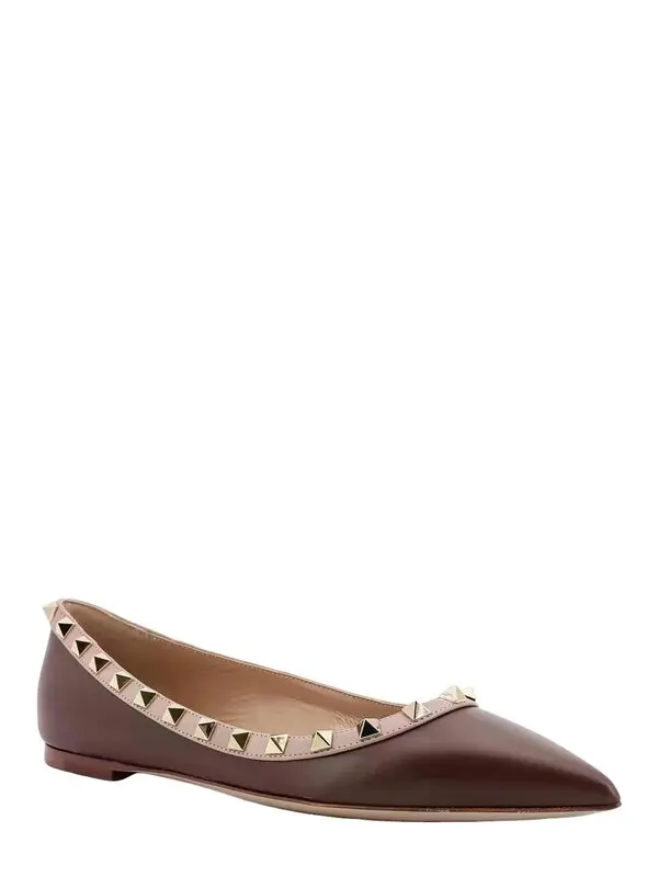 Valentino Garavani Rockstud-embellished Ballet Flats - Brown