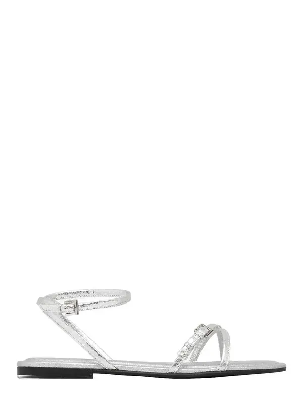 Hugo Buckle-detail Flat Sandals - Grey