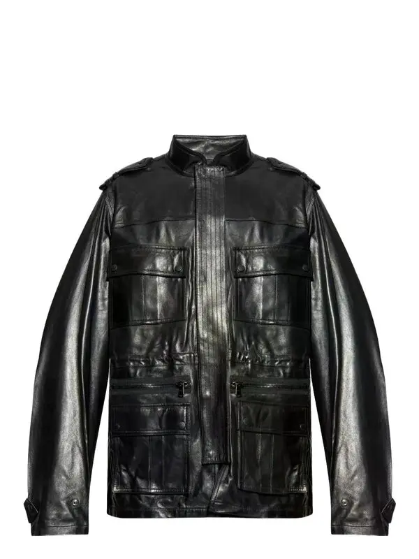 Balmain Multiple-pocket Leather Jacket - Black