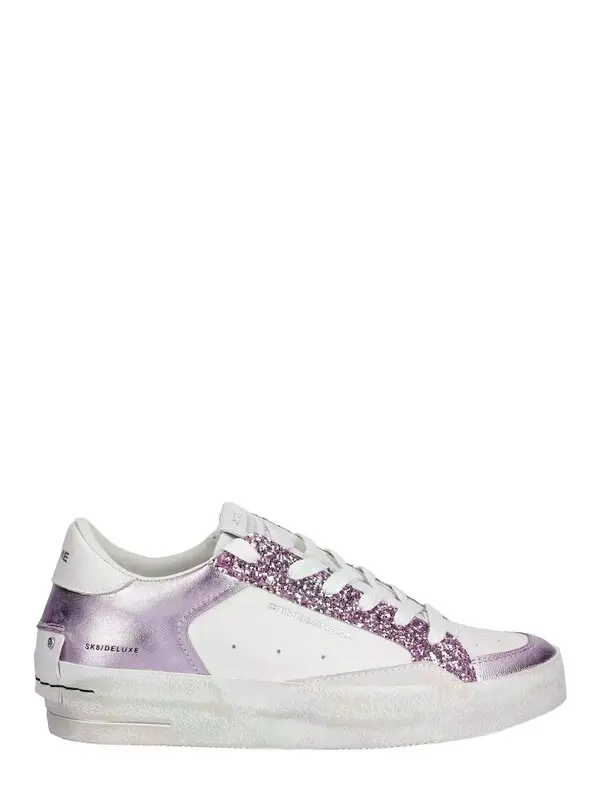 CRIME LONDON Glitter Panel Leather Sneakers - Purple