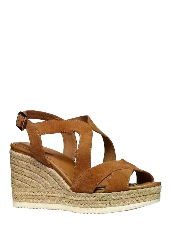 Geox Crossover Wedge Espadrilles - Brown