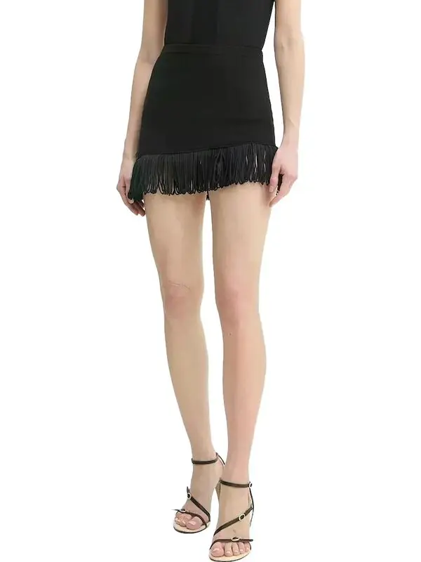 SIMONA CORSELLINI Fringe-trimmed Skirt - Black