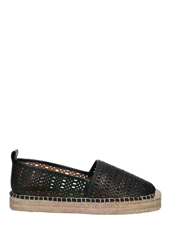 BILLI BI Perforated Leather Espadrilles - Black