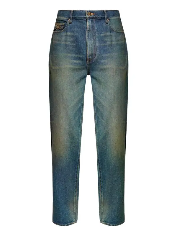 Versace Logo-plaque Cotton Jeans - Blue
