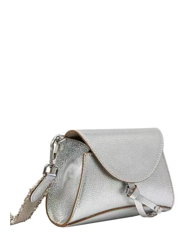 GIANNI CHIARINI Margot Metallic-leather Crossbody Bag With Fringed Strap - Grey