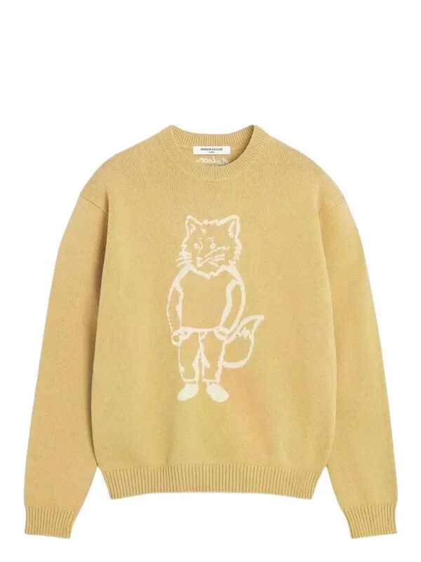 Maison Kitsuné Fox-intarsia Wool Sweater - Yellow