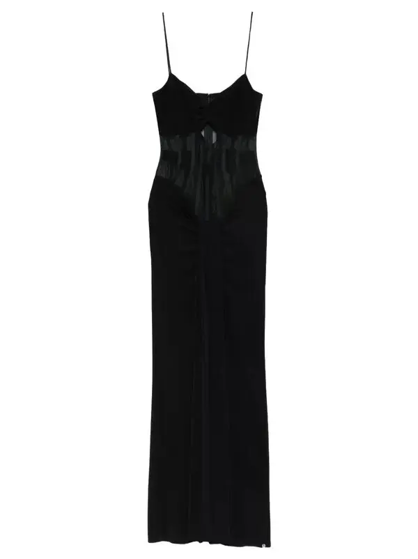 NISSA Twist-front Sheer-insert Maxi Dress - Black