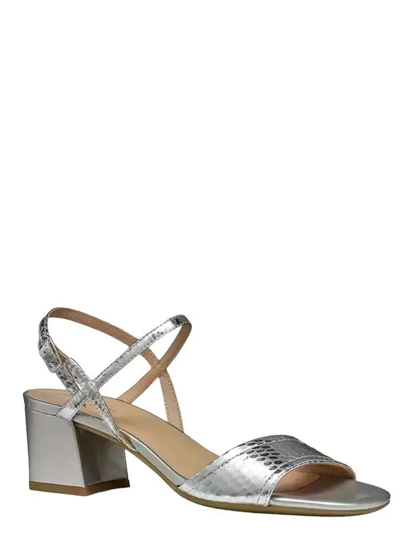 Geox 50mm Eraklia Snakeskin Effect Block Heel Pumps - Grey