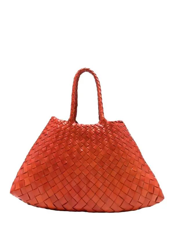Dragon Diffusion Small Santa Croce Woven Leather Shoulder Bag - Orange