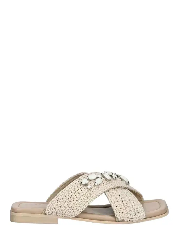 Inuikii Cross-strap Embellished Slides - Neutrals
