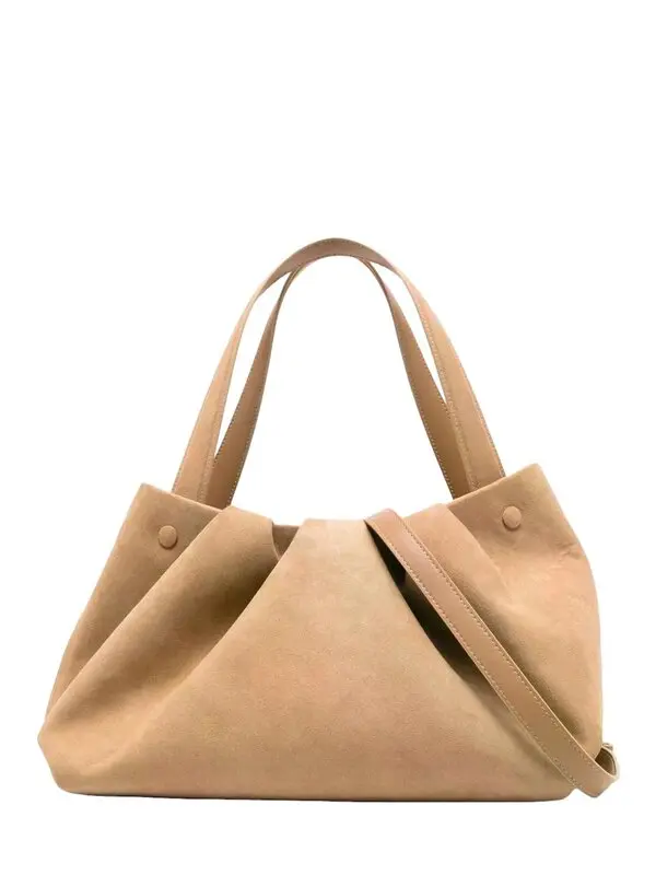 THEMOIRE Pleated Suede Tote - Neutrals