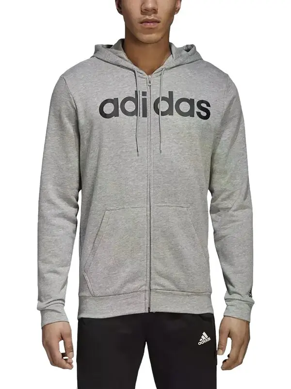 Adidas Essentials Logo-print Full-zip Hoodie - Grey
