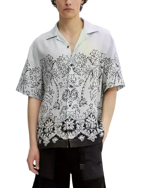 Hugo Floral-print Short-sleeved Shirt - Blue