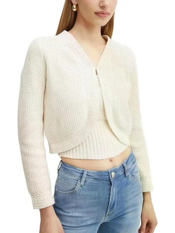 Guess Cable-knit Cropped Cardigan - White