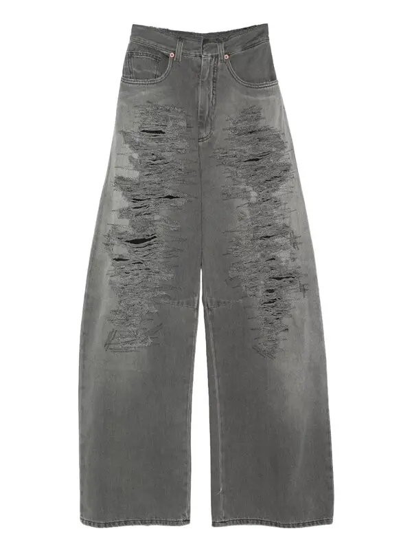 MAISON MARGIELA Distressed Wide Leg Jeans - Grey
