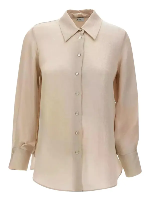 Marella Crepe-effect Buttoned Shirt - Neutrals