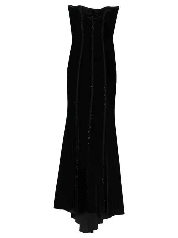 NISSA Embellished Maxi Dress - Black