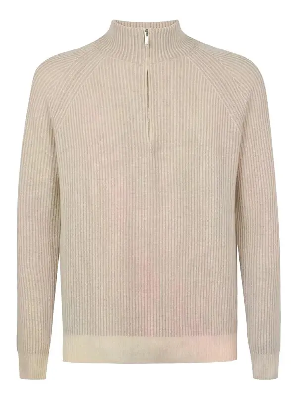 SLOWEAR Half-zip Cotton Sweater - Neutrals