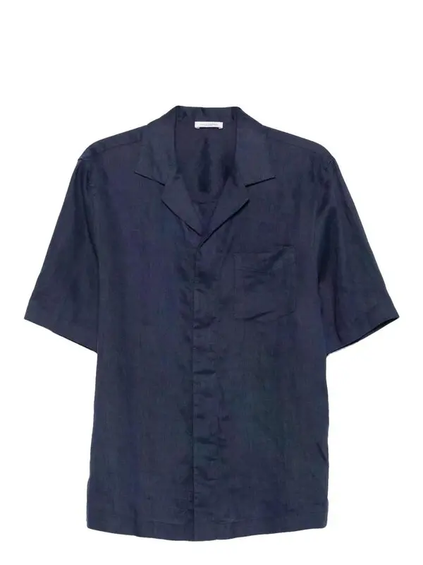 PAOLO PECORA Revere-collar Linen Shirt - Blue