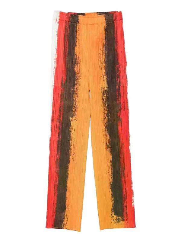 Issey Miyake Pleated Stripe Trousers - Red