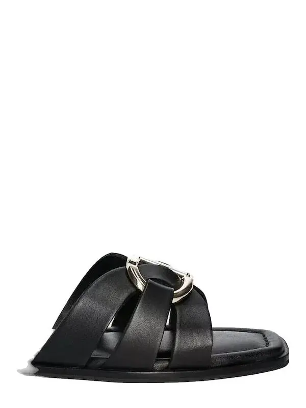 TWINSET Crossover Flat Sandals - Black