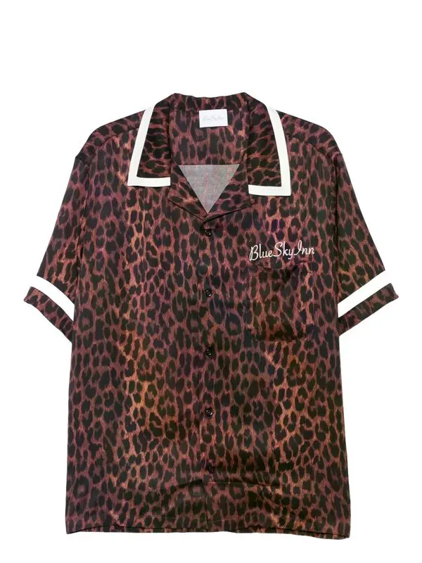 BLUE SKY INN Leopard-print Revere-collar Shirt - Black