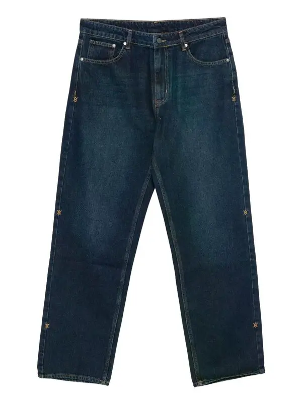 DAILY PAPER Embroidered Straight Leg Jeans - Blue