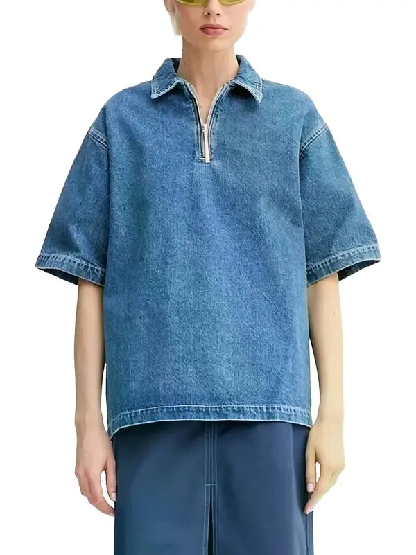 Sunnei Half-zip Denim Top - Blue