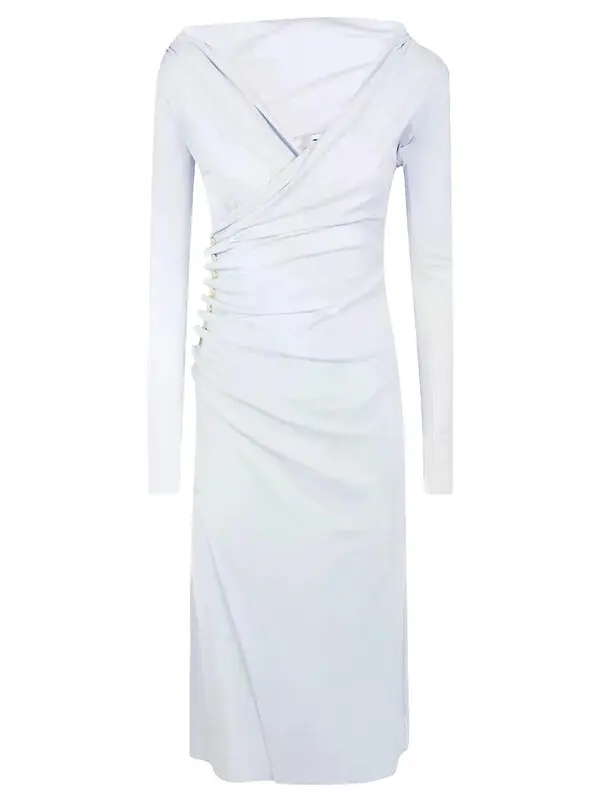 Elisabetta Franchi Draped Button-detail Dress - White