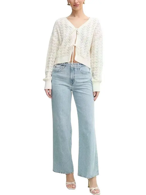 Guess Open-knit Tie-front Cardigan - Neutrals