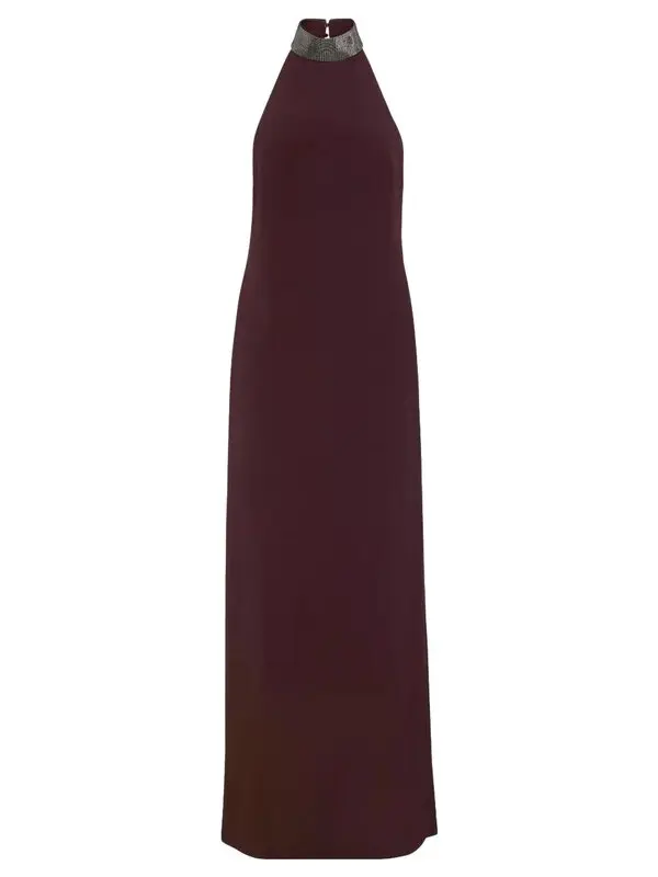 Brunello Cucinelli Embellished Halter Neck Maxi Dress - Red
