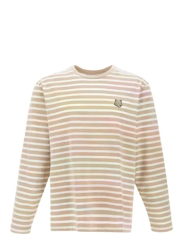 Maison Kitsuné Fox-head Striped Long-sleeve Top - Neutrals