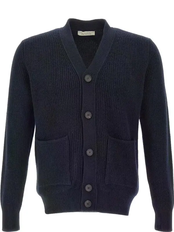 FILIPPO DE LAURENTIIS Ribbed Horn-button Cardigan - Blue