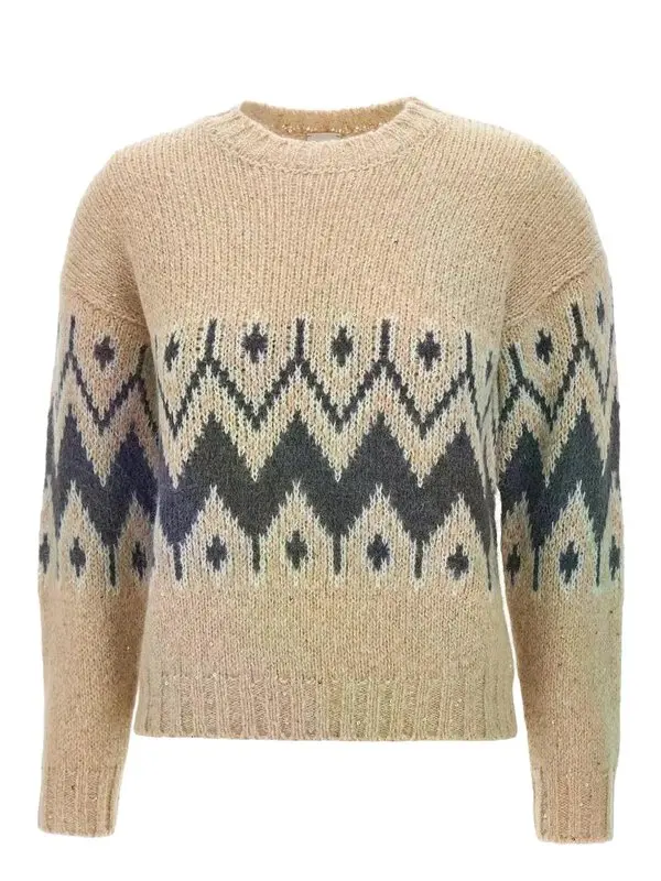 Eleventy Geometric-pattern Sweater - Neutrals