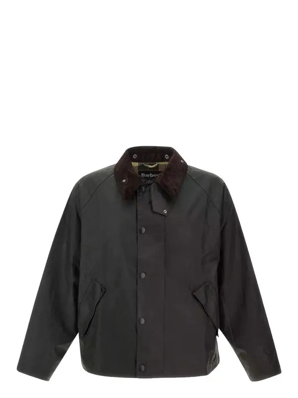 Barbour Transport Waxed Jacket With Corduroy Collar - Green