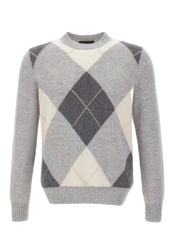 GRAN SASSO Argyle-pattern Wool Sweater - Grey