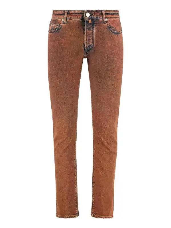 MOORER Five-pocket Straight Leg Jeans - Orange