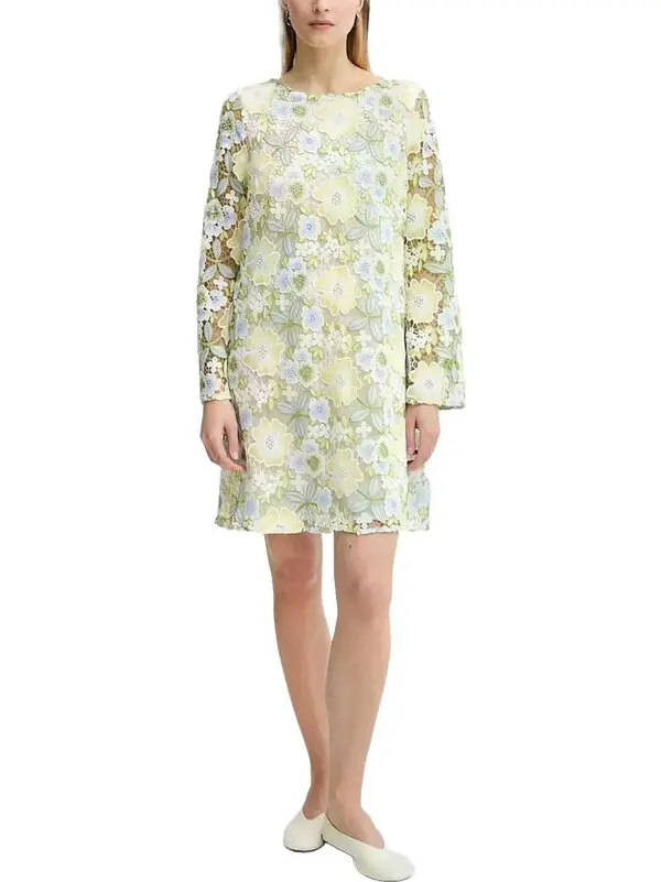 BRUUNS BAZAAR Floral Embroidered Bell-sleeve Dress - Green