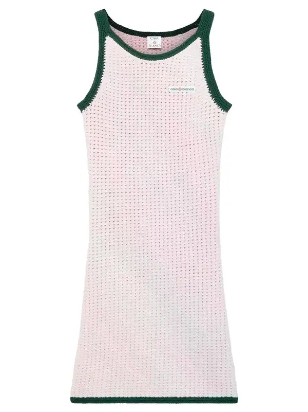 Casablanca Knitted Contrast-trim Dress - Pink